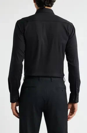 1863 BY ETERNA Jersey Slim Fit Dress Shirt - Black