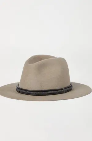 Brunello Cucinelli Felt Fedora With Monili - Dove Grey