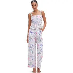PatBO Amaryllis Embroidered Straight Leg Pants - Light Blue
