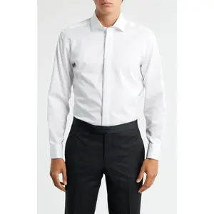 1863 BY ETERNA Luxury Covered Placket Non-iron Dress Shirt