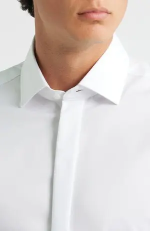 1863 BY ETERNA Luxury Covered Placket Non-iron Dress Shirt