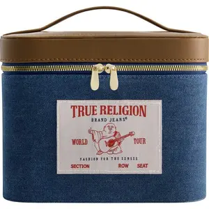 True Religion Large Cosmetic Case With Mirror - Denim
