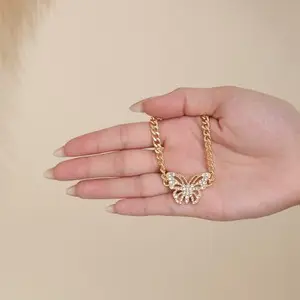 Jessica Simpson Tone Butterfly Pendant Chain Necklace - Gold