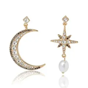Bcbgmaxazria Star And Moon Drop Earrings - Gold