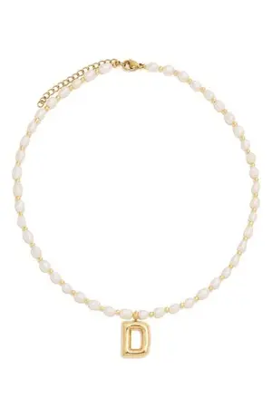 PETIT MOMENTS Dainty Initial Pendant Necklace Gold-d