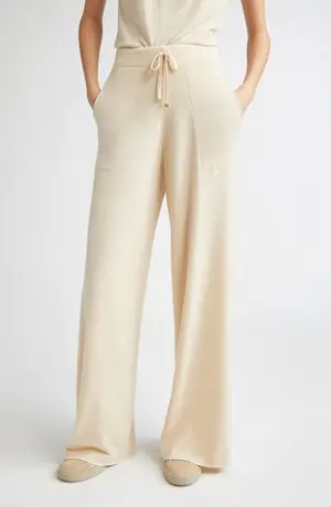 Eleventy Merino Wool Wide-leg Trousers - 02a-01 Beige And White