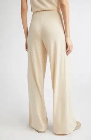 Eleventy Merino Wool Wide-leg Trousers - 02a-01 Beige And White