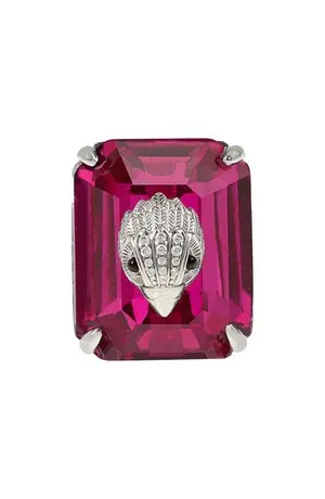 Kurt Geiger Emerald Cut Cocktail Ring - Fuchsia