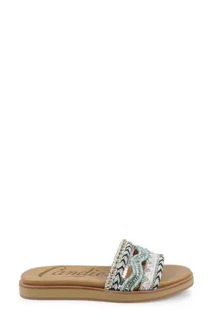 CANDIE'S Woven Embellished Slide Sandals - Mint Fabric