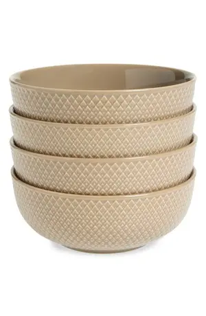 LYNGBY PORCELAEN Rhombe Earth Set Of 4 Large Bowls - Clay
