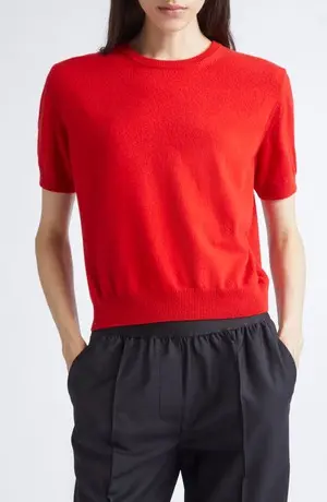NACKIYE Short Sleeve Cashmere Sweater - Rouge