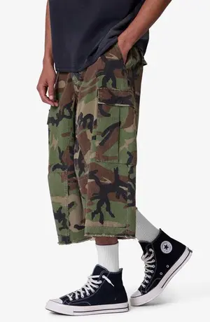 Mnml Extra Long Cotton Cargo Shorts