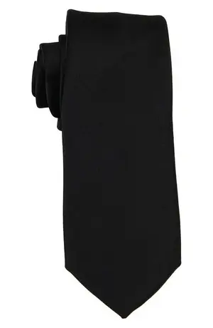 BROOKLYN BRIGADE Solid Satin Neck Tie Black