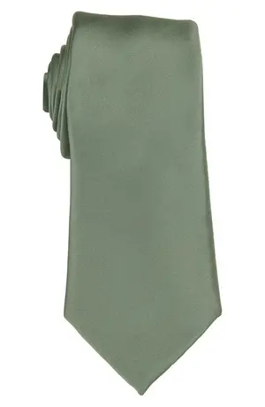 BROOKLYN BRIGADE Solid Satin X-Long Tie Sage