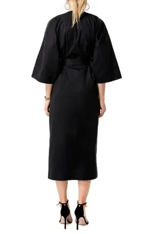 ACCOUCHEE Amaterasu Tie Belt Wrap Midi Dress