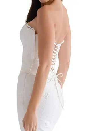 House Of Cb Livie Broderie Anglaise Strapless Top