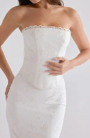 House Of Cb Livie Broderie Anglaise Strapless Top