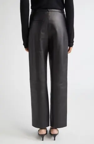 Loulou De Saison Cobe Lambskin Leather Straight Leg Trousers