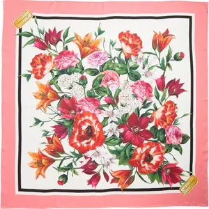 Dolce & Gabbana Rafia Floral Print Silk Scarf Ha5qx Fiori Fdo Bco Nat