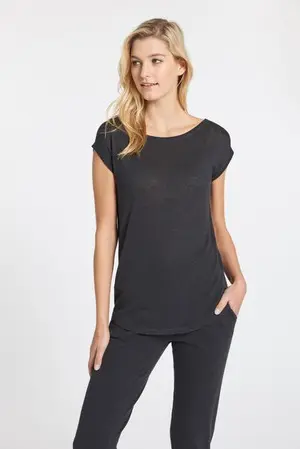LEIMERE Mock Neck Crop Top - Charcoal