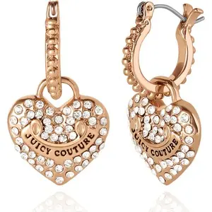Juicy Couture Tone Heart Charm Hoop Earrings - Gold