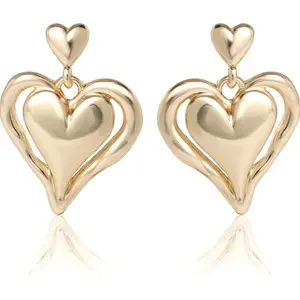Bcbgmaxazria Double Heart Drop Earrings - Gold