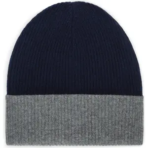 Brunello Cucinelli Cashmere Rib Knit Beanie - Navy Blue