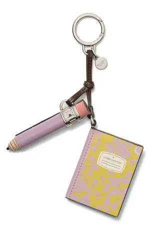 Kate Spade New York Charmed Smooth Leather Composition Notebook Key Fob