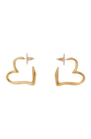 Maje Gold-plated Heart Hoop Earrings - Light Gold