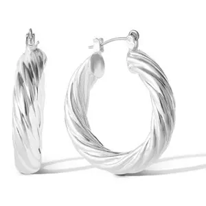 Jessica Simpson Twisted Hoop Earrings - Silver, Gold