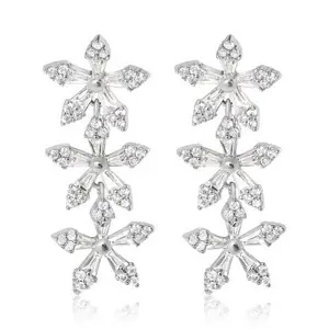 Jessica Simpson Crystal Snowflake Drop Earrings - Silver