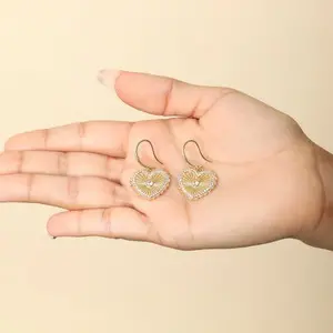 Jessica Simpson Heart Drop Earrings With Rhinestones