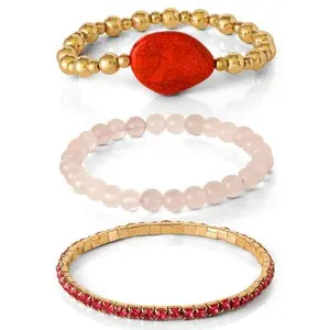 JESSICA SIMPSON 3-Piece Beaded Stretch Bracelet Set