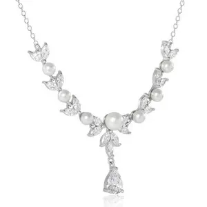 Jessica Simpson Pearl And Crystal Drop Necklace