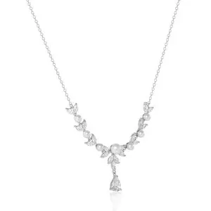 Jessica Simpson Pearl And Crystal Drop Necklace