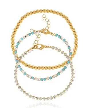 Jessica Simpson 3-piece Chain & Crystal Bracelet Set