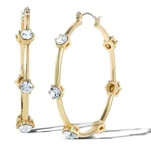 Jessica Simpson Drop And Hoop Earrings With Crystal Embellishments - Gold
