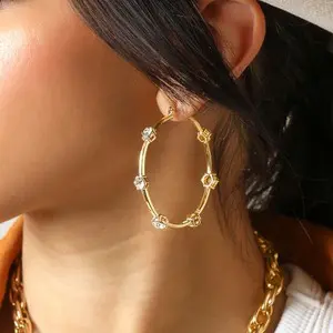 Jessica Simpson Drop And Hoop Earrings With Crystal Embellishments