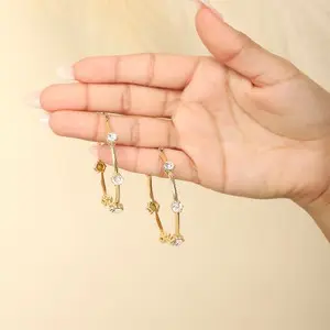 Jessica Simpson Drop And Hoop Earrings With Crystal Embellishments