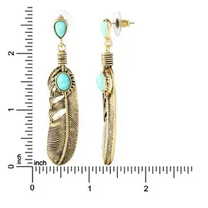 Jessica Simpson Stone Feather Drop Earrings