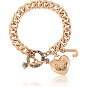 Juicy Couture Toggle Bracelet With Crystal Heart Charm - Gold