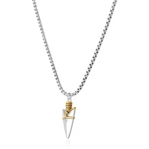 Lucky Brand Brass Two Tone Arrowhead Pendant Necklace - Silver, Gold