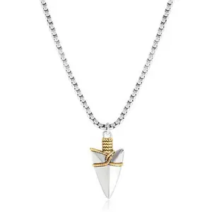 Lucky Brand Brass Two Tone Arrowhead Pendant Necklace