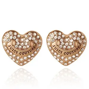 Juicy Couture Heart Crystal Stud Earrings - Gold