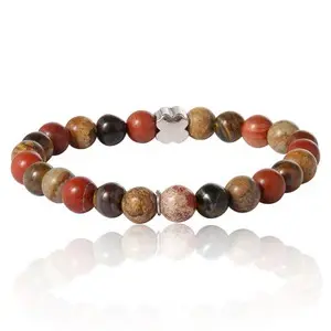 Lucky Brand Jasper Stone Beaded Stretch Bracelet