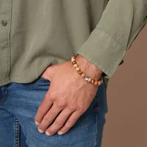 Lucky Brand Jasper Stone Beaded Stretch Bracelet