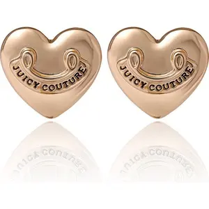 Juicy Couture Heart Stud Earrings With Logo - Gold