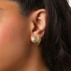 Juicy Couture Heart Stud Earrings With Logo - Gold