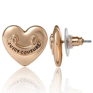 Juicy Couture Heart Stud Earrings With Logo - Gold