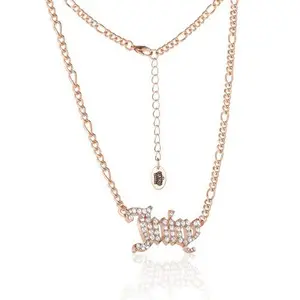 Juicy Couture Crystal Script Logo Chain Necklace